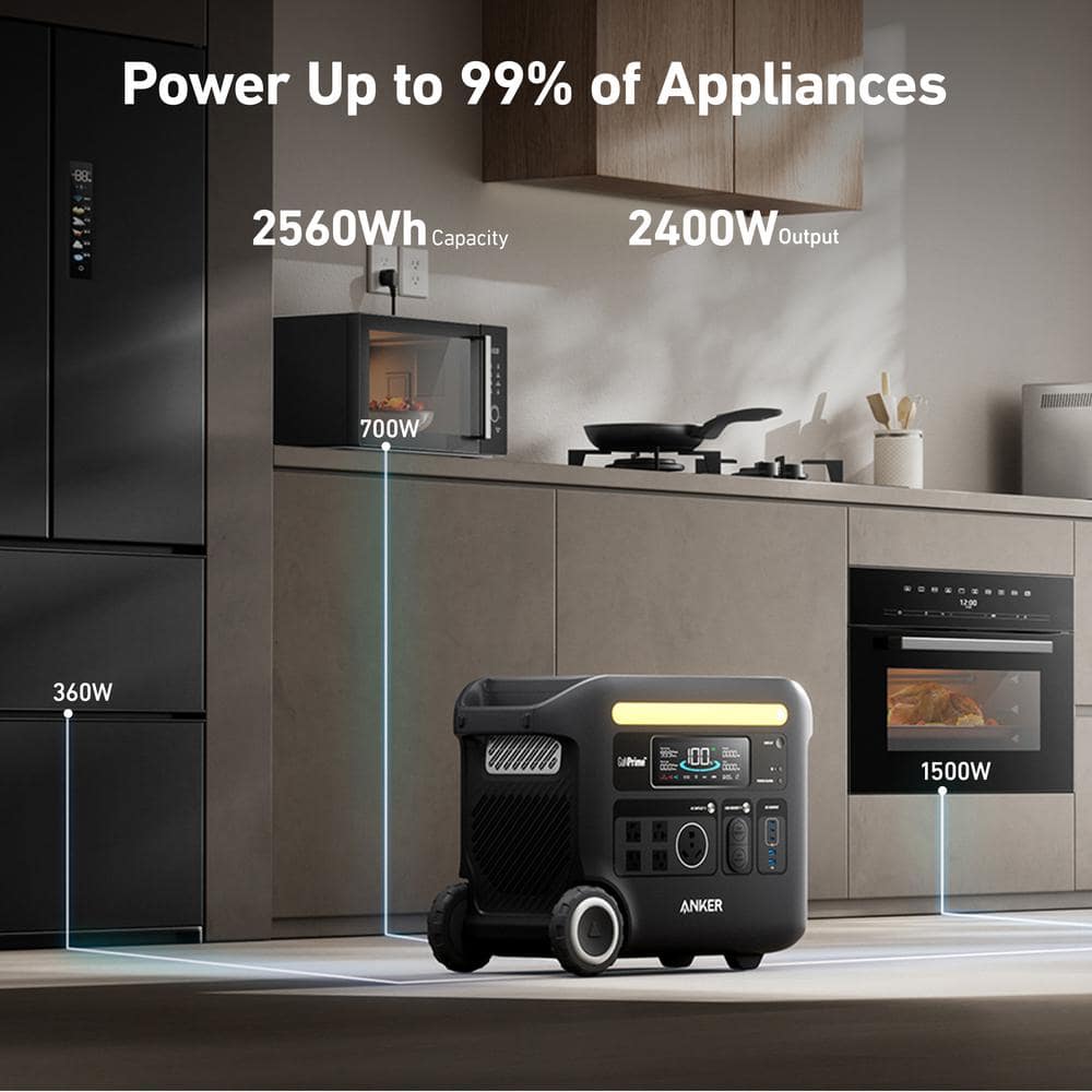 Anker SOLIX F2600 2,400W Output 2,560Wh LFP Battery Powered Generator ...