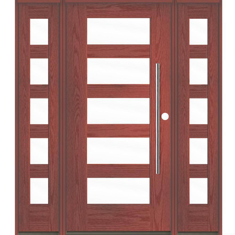 Krosswood Doors Modern Faux Pivot 64 in. x 79 in. Left-Hand/Inswing 5 ...