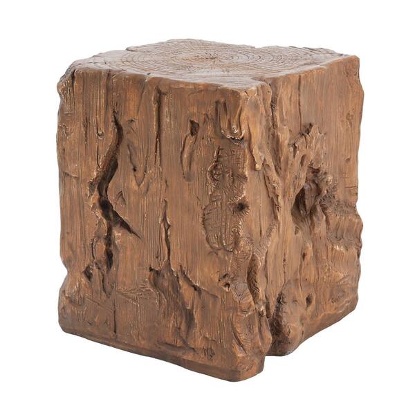 1-PC Brown Stump-Shape Composite Outdoor Side Table with Weather ...