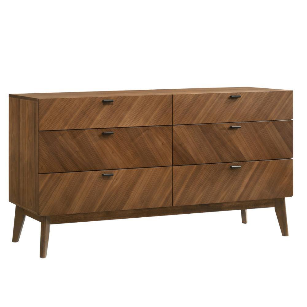 Benjara Brown and Black 6-Drawer 55 in. W Dresser Without Mirror ...