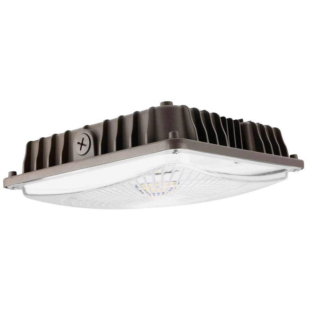 Viribright 250-Watt Equivalent Integrated LED Dark Bronze Weather Resistant Canopy Light, 8000 ...