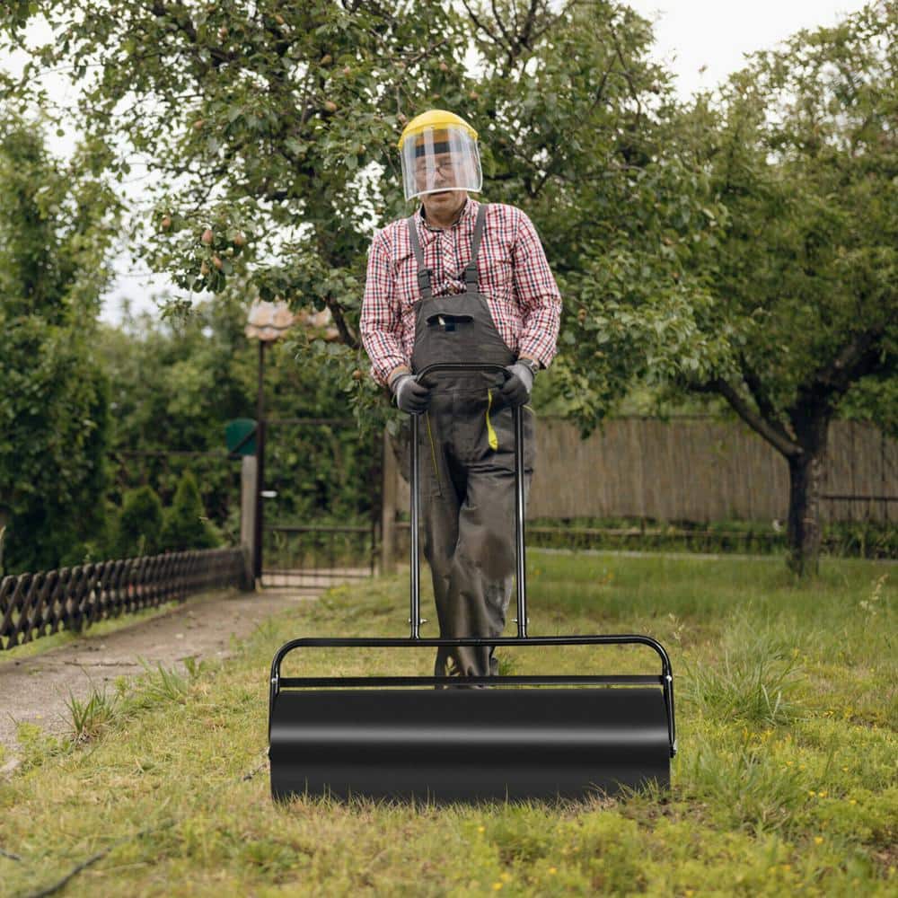 FORCLOVER 36 x 12 in. Tow Lawn Roller Water Filled Metal Push Roller in Black HYM-914DK - The ...