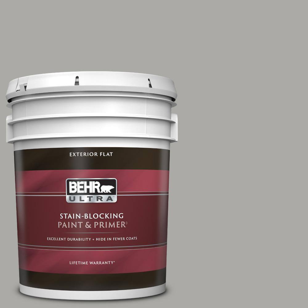 BEHR ULTRA 5 gal. #PPU18-14 Cathedral Gray Flat Exterior Paint & Primer ...