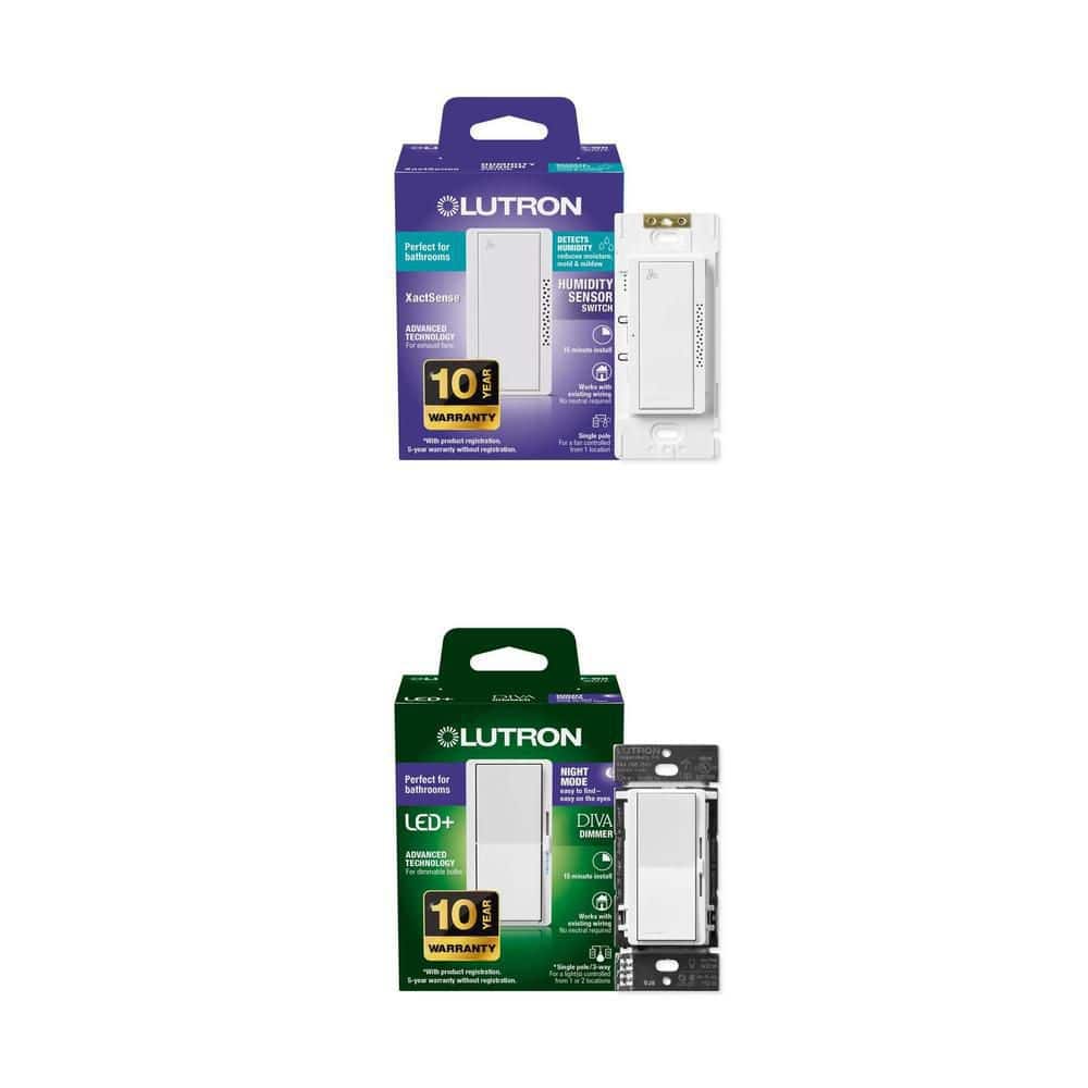 Lutron XactSense Humidity Sensor Switch (MS-HS3-WH) and Diva LED+ ...