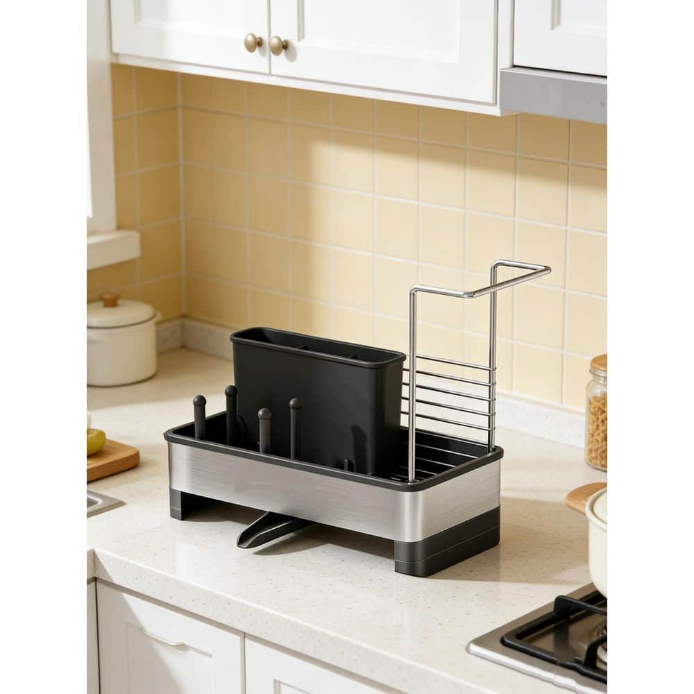 Wudkey Black Stainless Steel Kitchen Sink Caddy Organzier with High ...