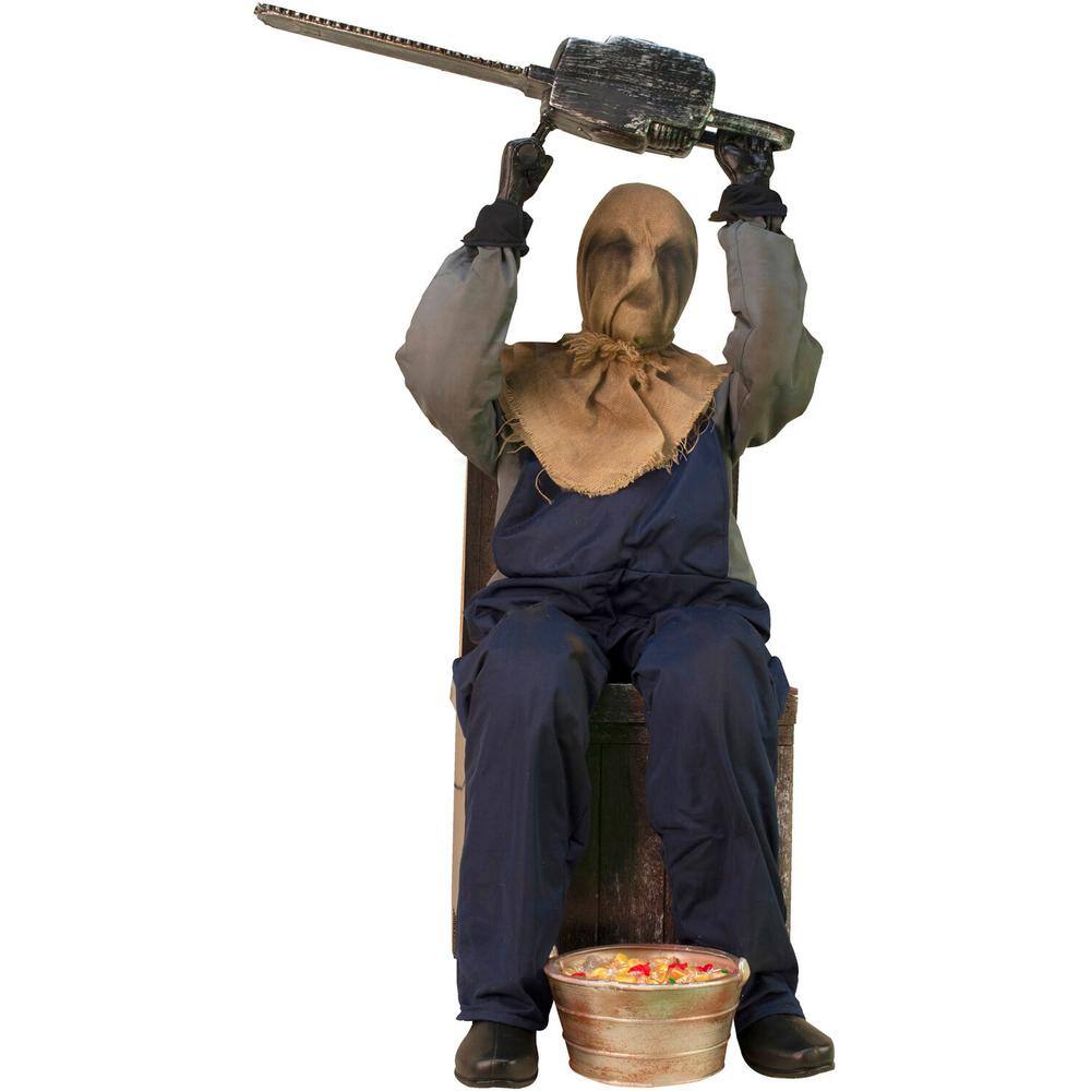 Haunted Hill Farm 47 in. Motion Activated Chainsaw Rusty by Tekky ...