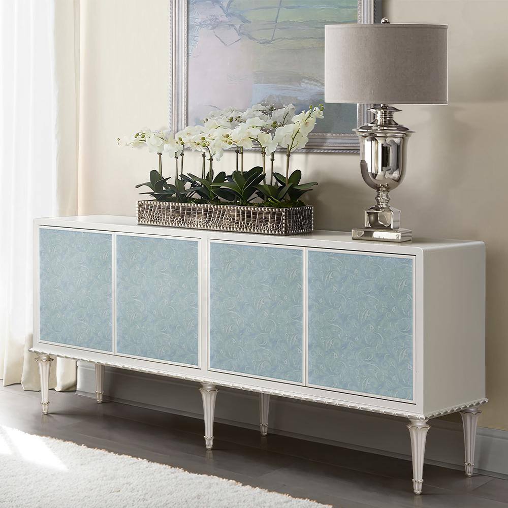 Acme Furniture Ansaldo Pearl White And Silver Shimmer Finish Wood 18.5 ...
