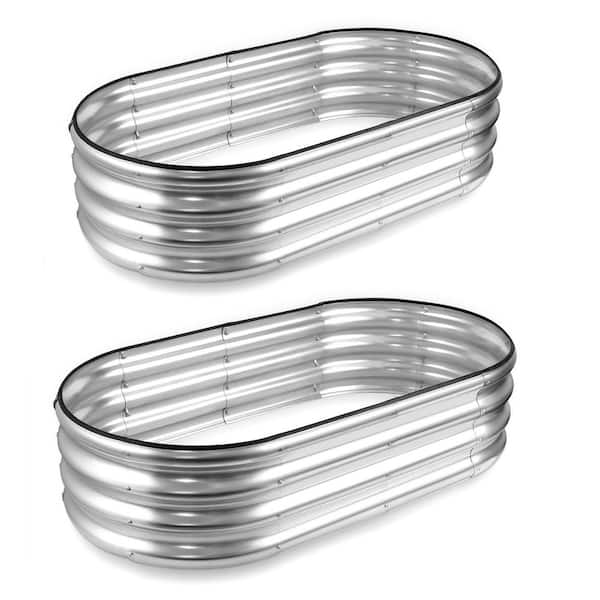 OGETFUUR 2-Piece Silver Metal Raised Planter Boxes for Vegetables ...