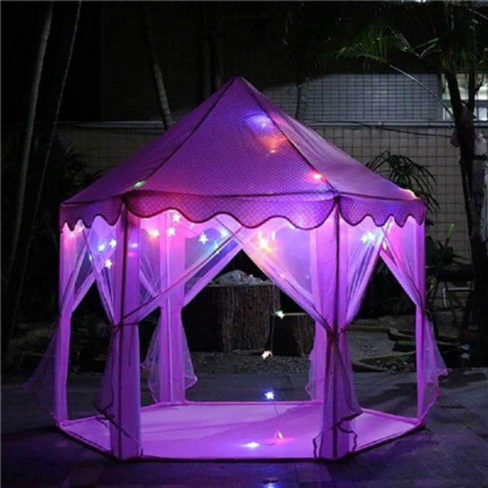 Angel Sar 17 ft. x 7ft. Portable Folding Princess Castle PurpleTent ...