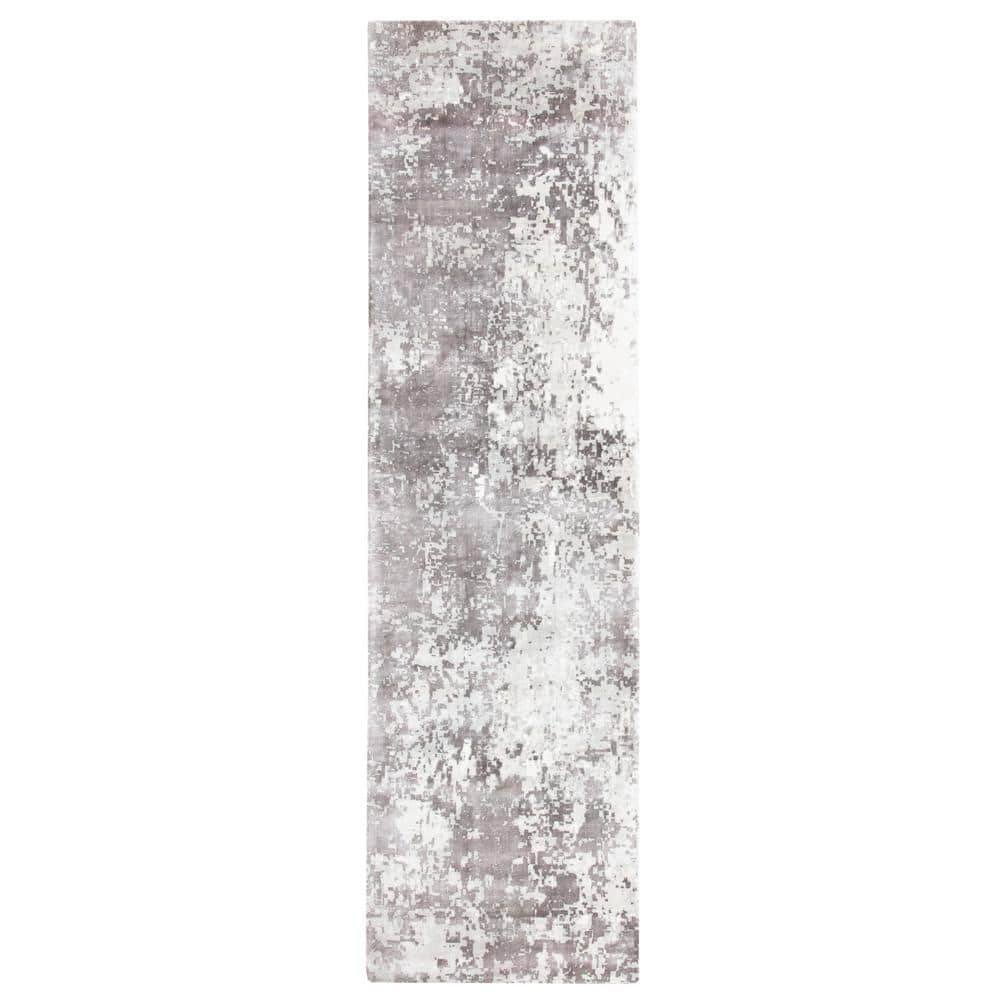 SAFAVIEH Mirage Gray 3 ft. x 9 ft. Abstract Distressed Runner Rug ...