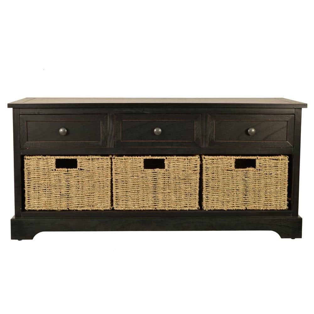 Decor Therapy Montgomery Black Storage Bench FR1729 - The Home Depot
