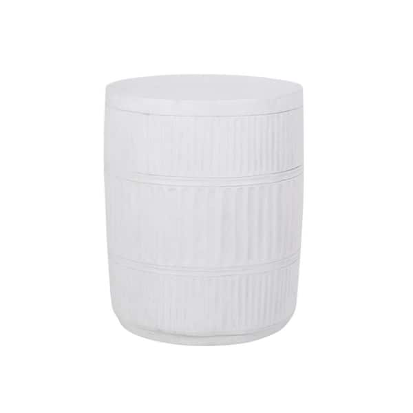 Magnesium Oxide Outdoor White Cylindrical Side Table, Elegant Patio ...