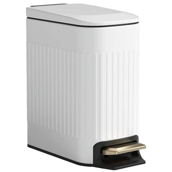 simplehuman 6L Round Step Bathroom Trash Can with Soft-Close Lid, White ...