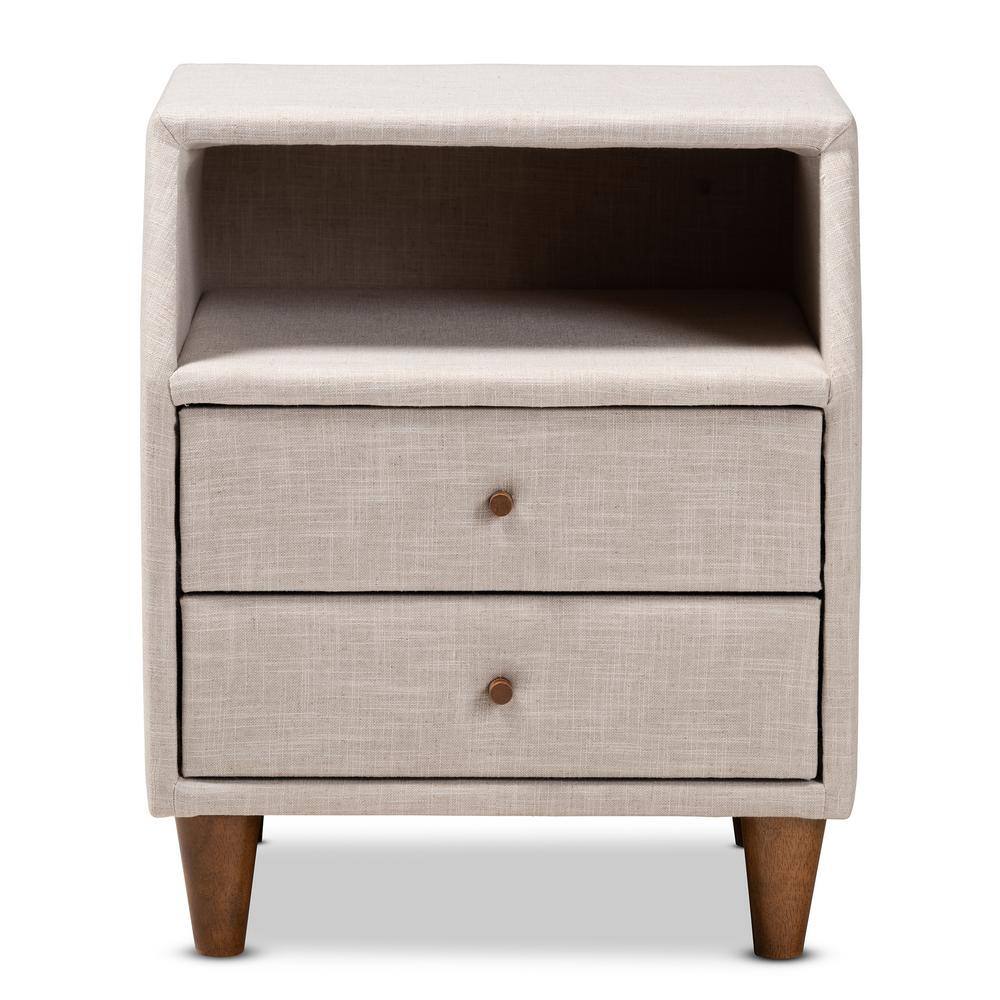 Baxton Studio Claverie 2-Drawer Beige Nightstand 155-9110-HD - The Home ...