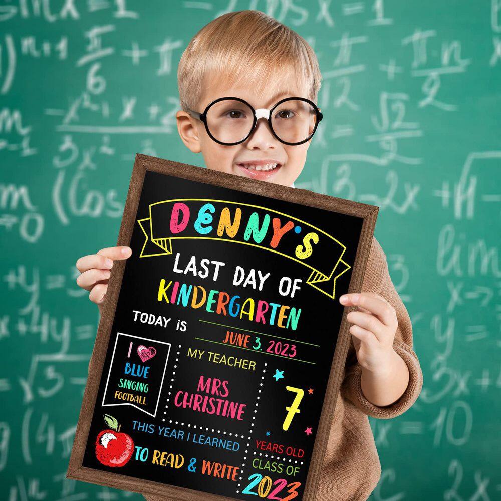 Afoxsos 1-Pack 11 x 14 in. Double Sided Wooden First and Last Day of ...