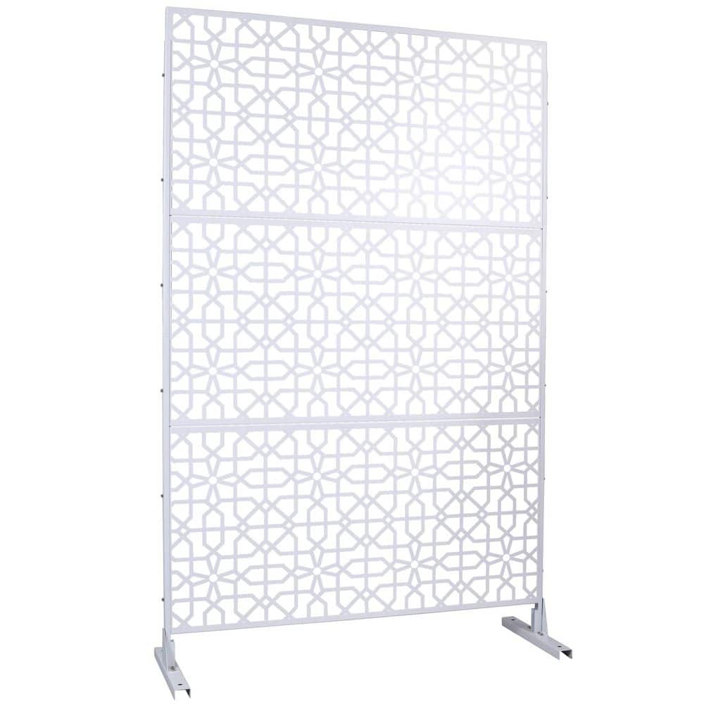 cadeninc 4 ft. x 6.33 ft. White Outdoor and Indoor Freestanding Metal ...