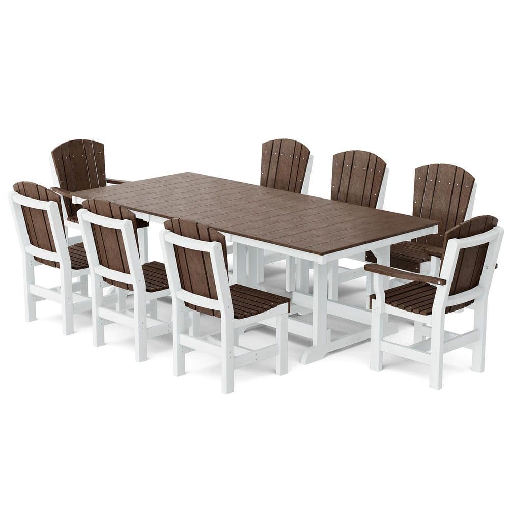 Wildridge Heritage 9-Piece Tudor Brown and White HDPE Plastic Outdoor ...