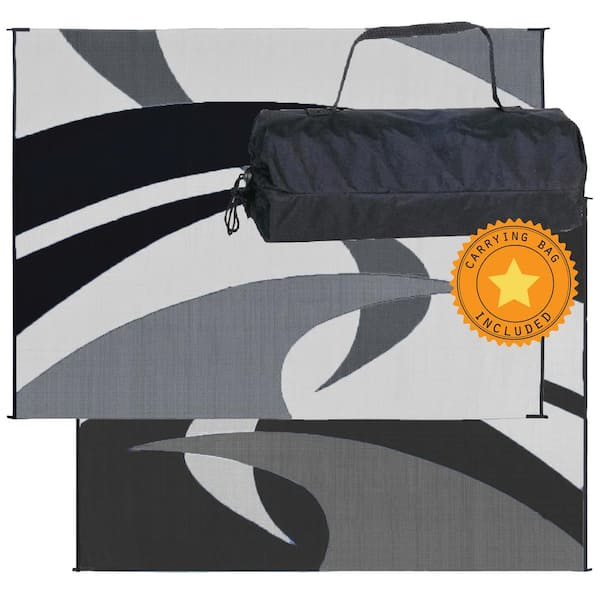 Reversible Mats 9 ft. x 12 ft. Reversible Mat - Swirl Black/White 159121