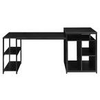 71 in. Extra Large Black Computer Desk with Storage Shelf, Home Office ...