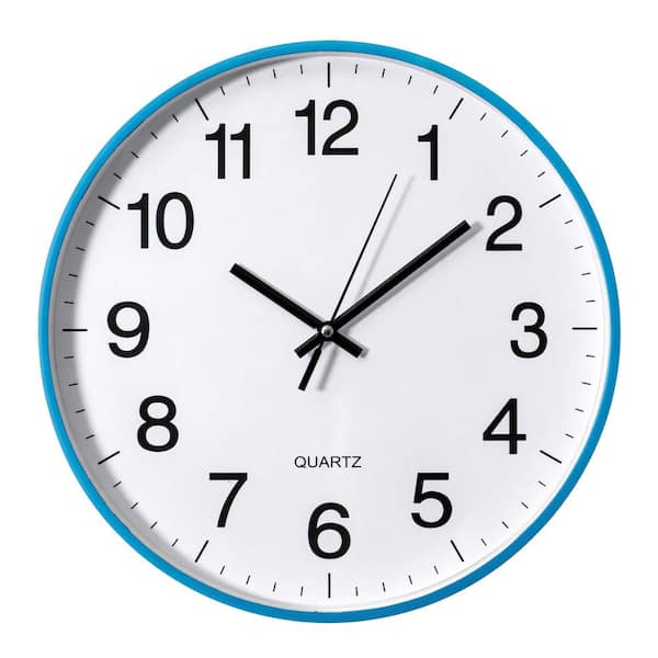 CLOCKWISE Blue 12-In Analog Clock-Silent, Non-Ticking for Wall-Battery ...