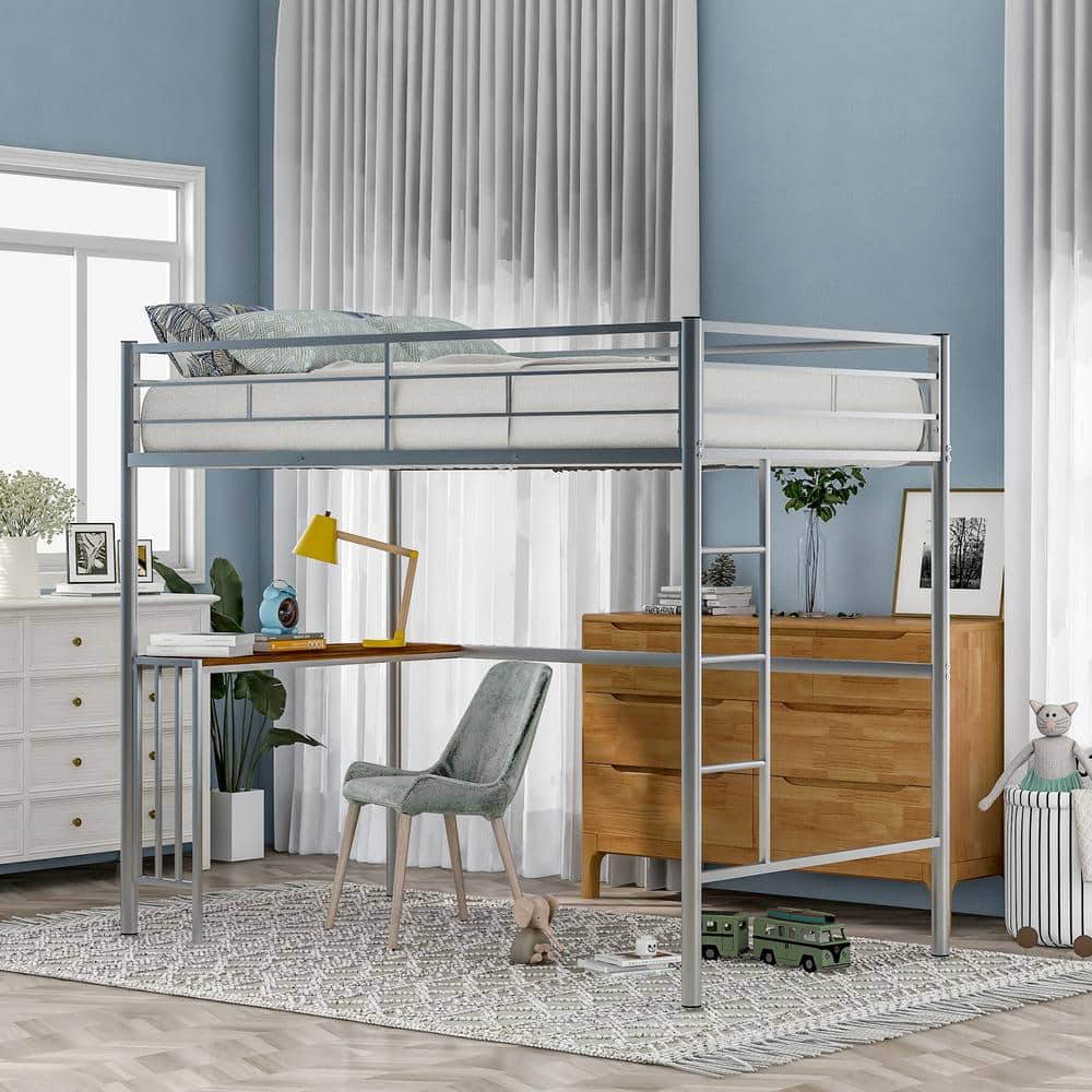 Silver metal loft bed store