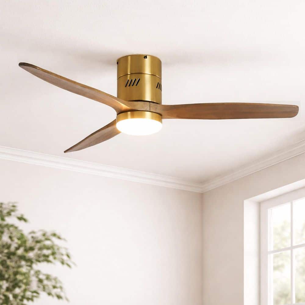 MODERN HABITAT 52 in. Integrated LED Indoor Flush Mount Gold Standard ...