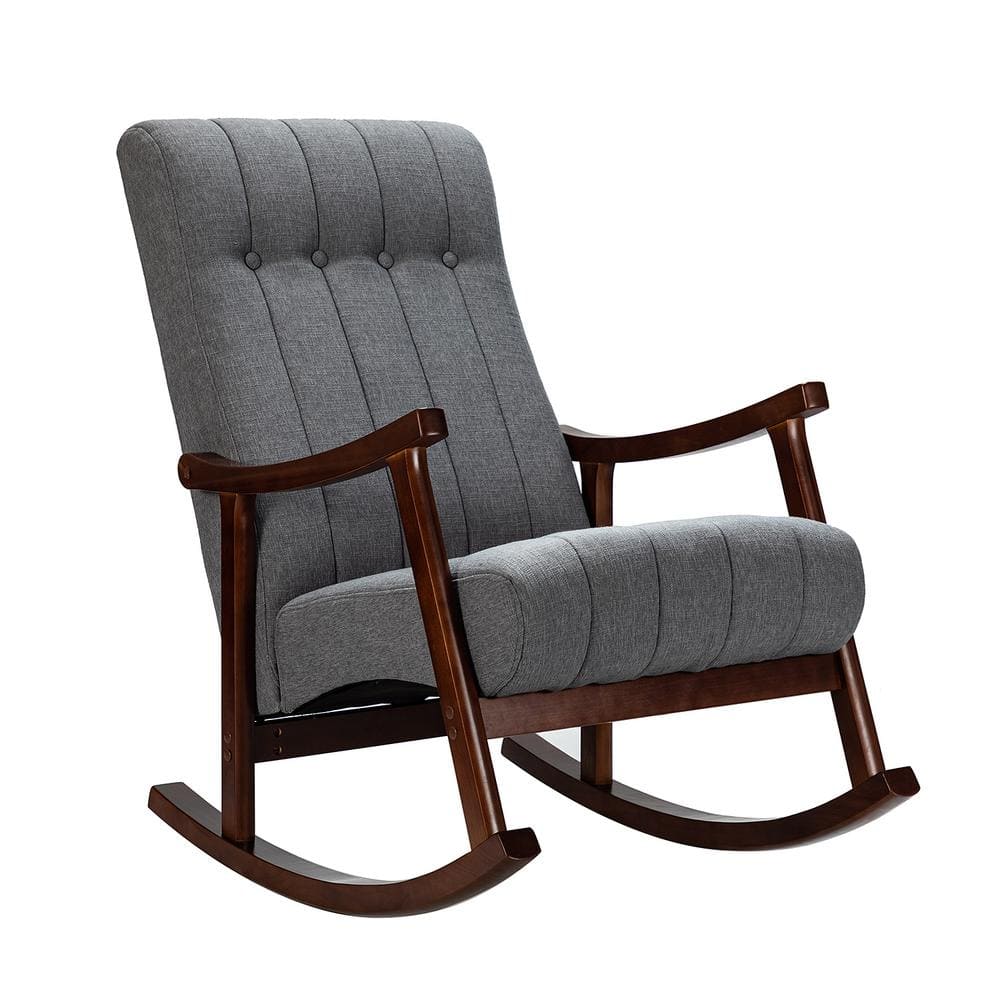JAYDEN CREATION Fulgencio Grey Rocking Chair with Button Tufted Back ...