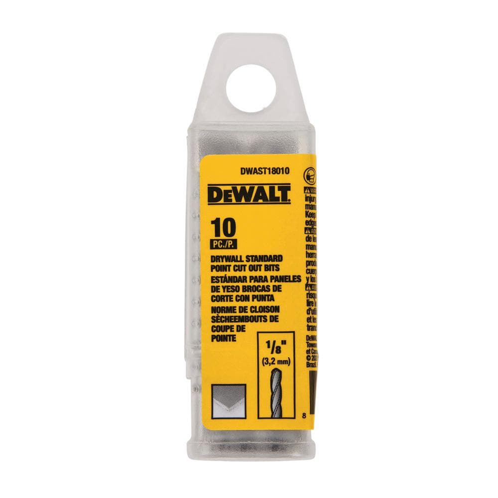 DEWALT 1/8 in. High Speed Steel Drywall Twist Drill Bit (10-Piece ...