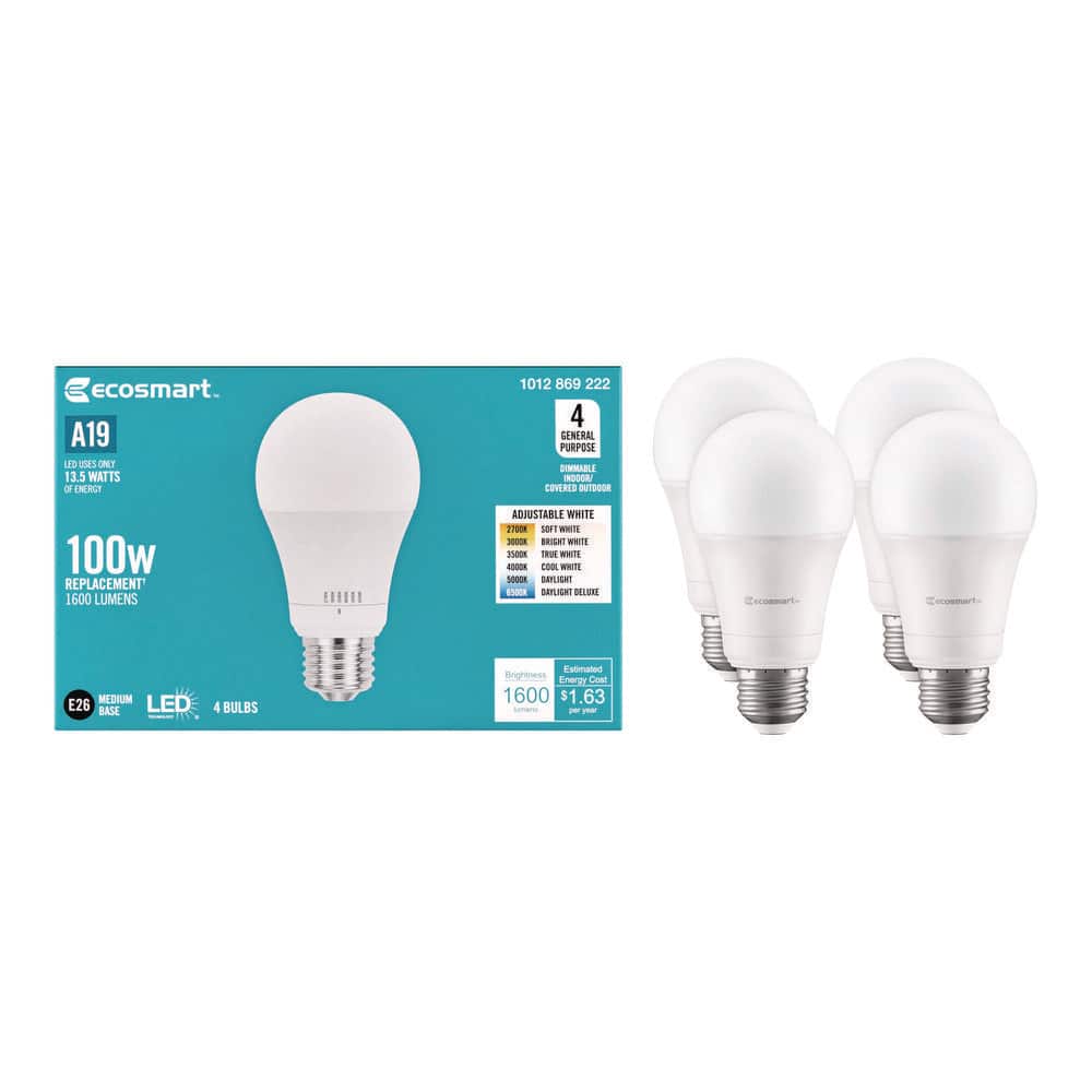 Reviews for EcoSmart 100-Watt Equivalent A19 Dimmable LED Light Bulb ...