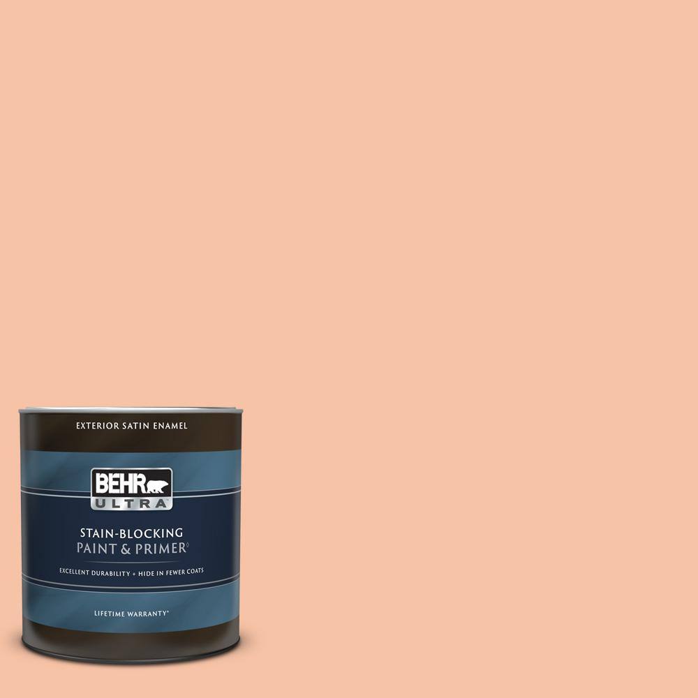 BEHR ULTRA 1 qt. #230C-3 Pink Beach Satin Enamel Exterior Paint ...