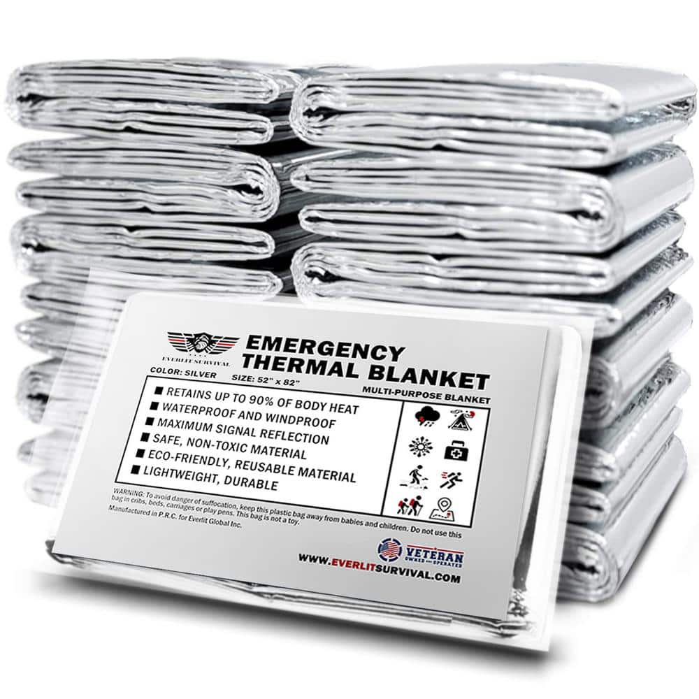 Angel Sar 12 Packs Silver Survival Emergency Mylar Thermal Blanket for ...