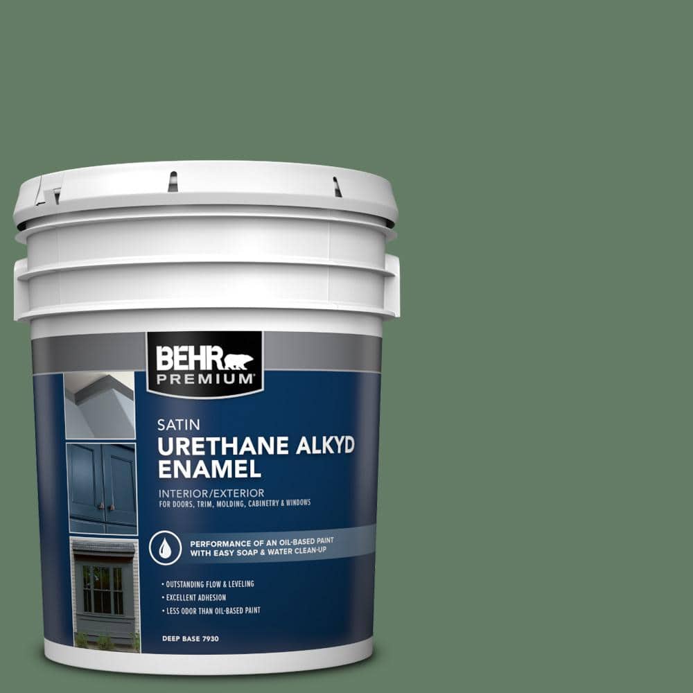 BEHR PREMIUM 5 gal. #S410-6 Greener Pastures Urethane Alkyd Satin ...