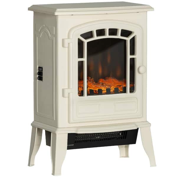 HOMCOM 15.25 in. Freestanding Electric Fireplace Stove with Overheat ...