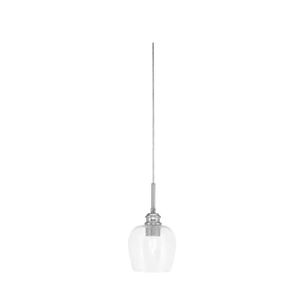 Albany 60-Watt 1-Light Brushed Nickel Pendant Mini Pendant Light Clear ...
