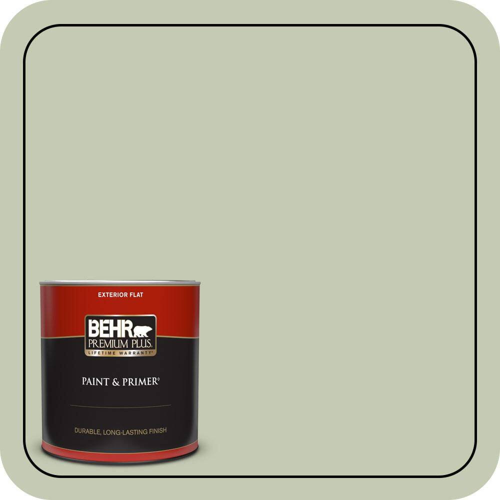 BEHR PREMIUM PLUS 1 qt. #420E-3 Spring Hill Flat Exterior Paint ...