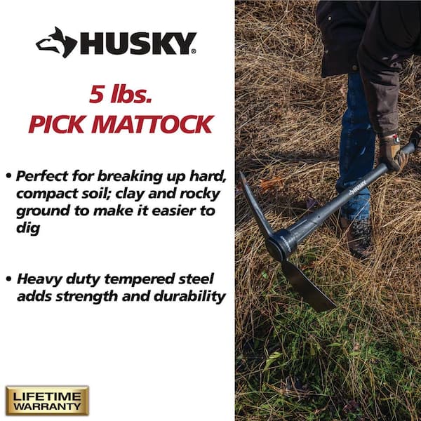 Husky 5 lb. Pick Mattock with 36 in. Fiberglass Handle 34213 - The Home ...