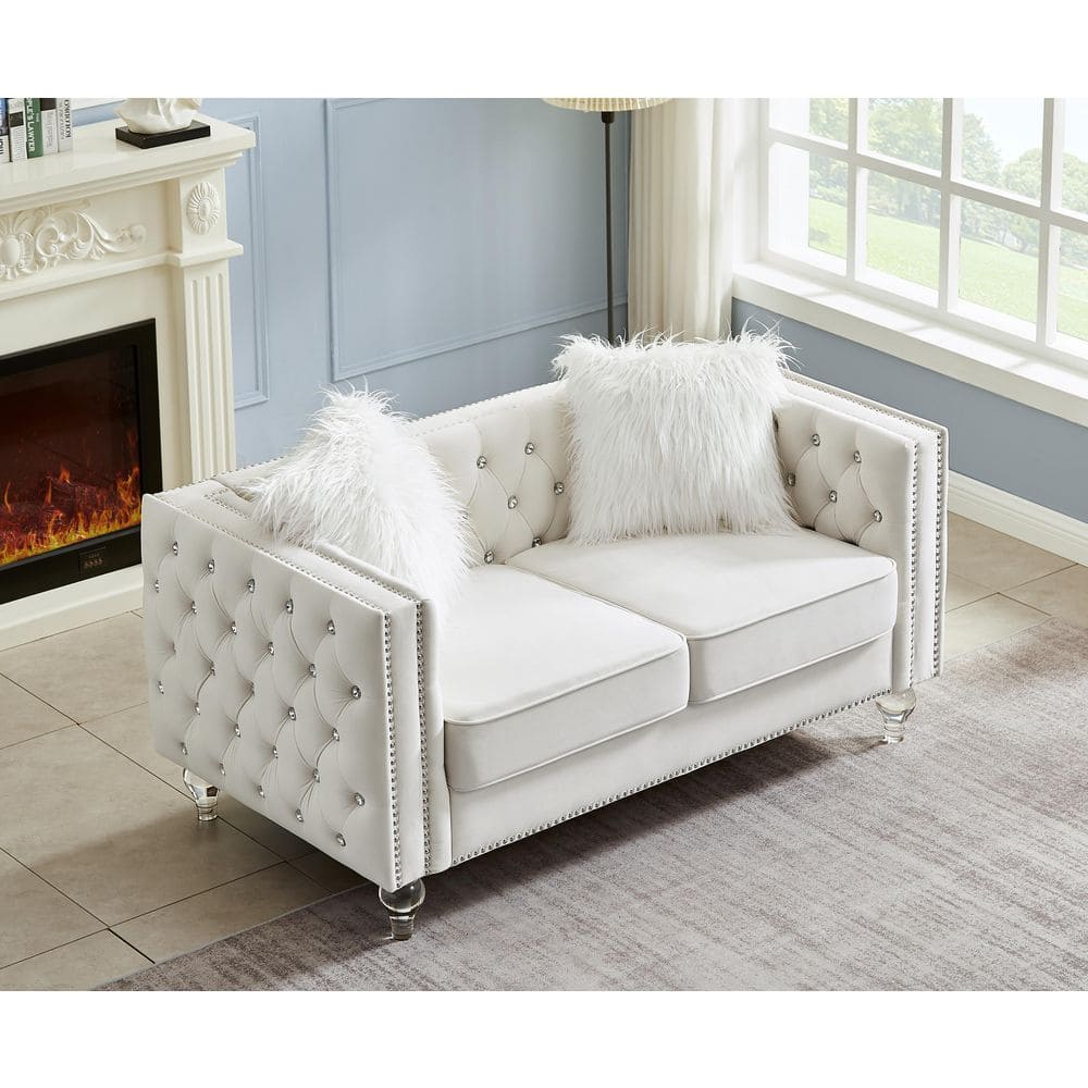 GOJANE Mid-Century 59.8 in. Track Arm Velvet Rectangle Adjustable ...