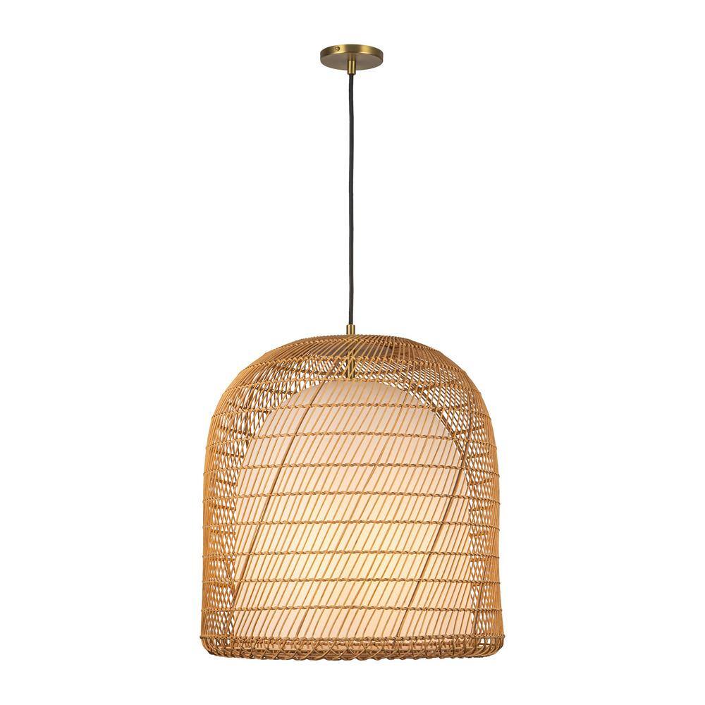 ALORA MOOD Bondi 20 in. 1 Light 60-Watt Brushed Gold/Opal Glass Pendant ...
