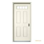 JELD-WEN 30 in. x 80 in. 4 Lite Primed Steel Prehung Left-Hand Inswing ...