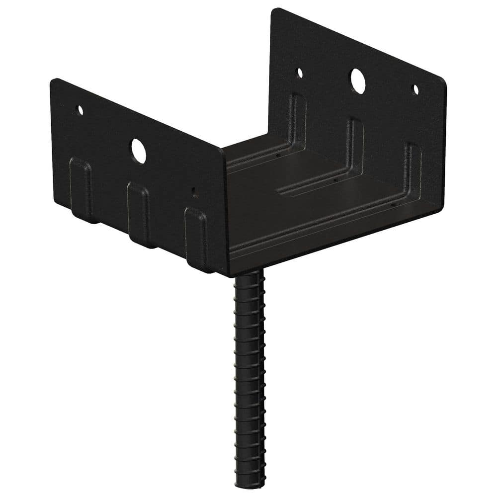 PEAK 6 in. x 6 in. Heavy-Duty Powder-Coat Black Post Holder for post ...