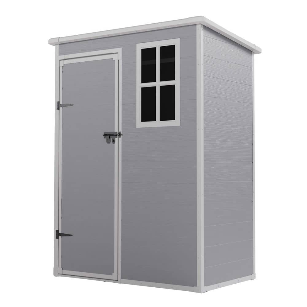 ELPOSUN 5 ft. W x 3 ft. D Gray Durable Outdoor Resin Plastic Storage ...