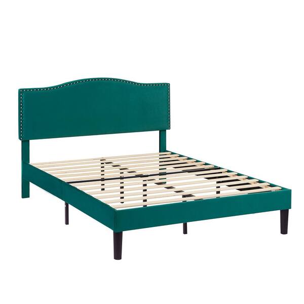 VECELO Platform Bed Frame Green Metal Frame Queen Platform Bed with ...