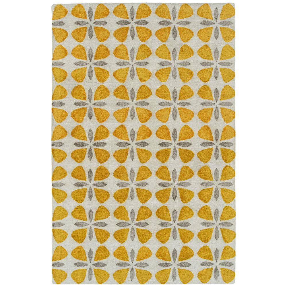 Kaleen Peranakan Tile Collection Gold 5 ft. x 8 ft. Geometric Indoor ...