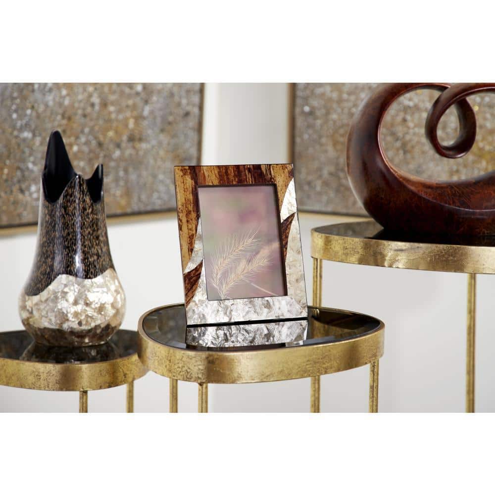 Litton Lane 5 in. x 7 in. Large Inlaid Gold Capiz Shell and Banana Wood ...