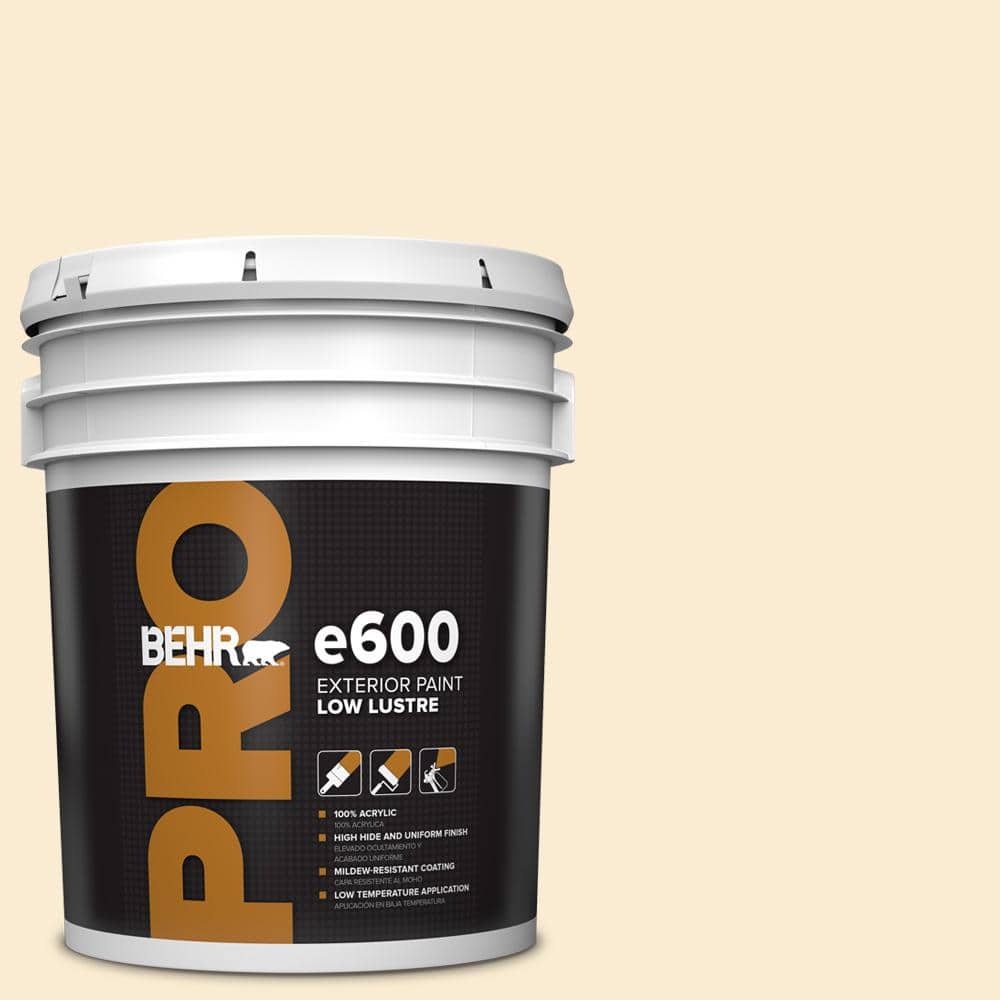 BEHR PRO 5 gal. #ICC-40 Antique Ivory Low Luster Exterior Paint PR62005 ...