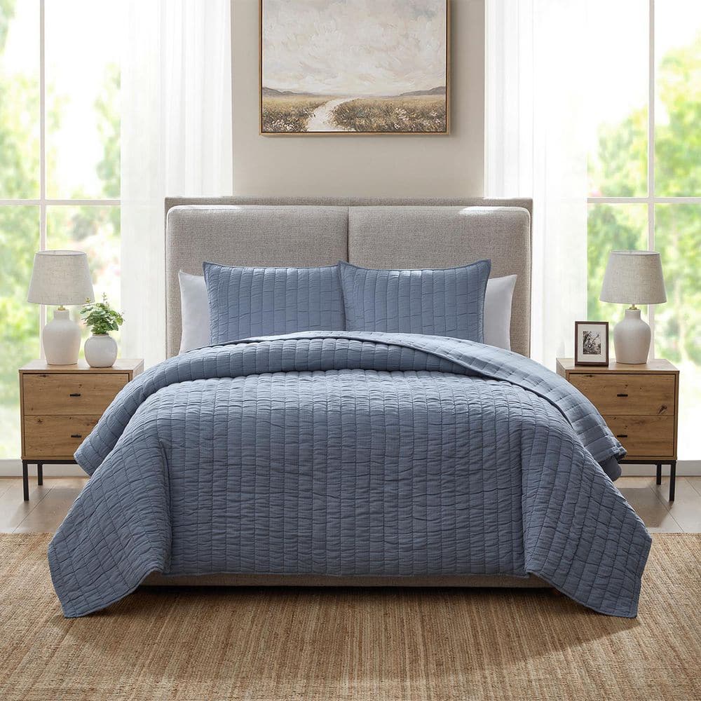 BECKI OWENS DI Stripe 3-Piece Poly Cotton Blend Gauze Quilt Set, King ...