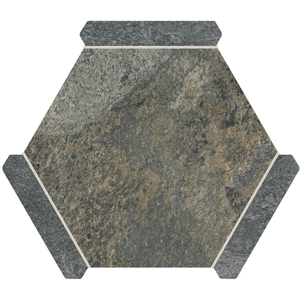 Apollo Tile Aureole 4 in. x 5 in. Matte Slate Gray Porcelain Hexagon ...