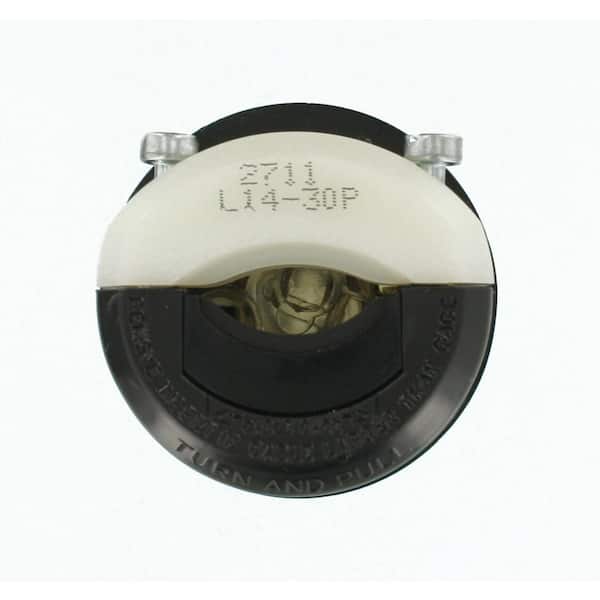Leviton 30 Amp 125/250-Volt Locking Plug, Black and White 2711-CS R50 ...