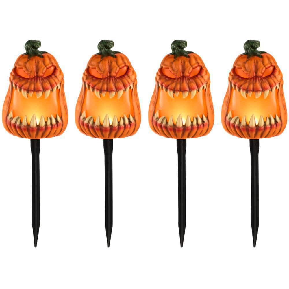 Reviews for Home Accents Holiday 4-Pack LED Pumpkin Pathway Markers with Timer | Pg 1 - The Home ...