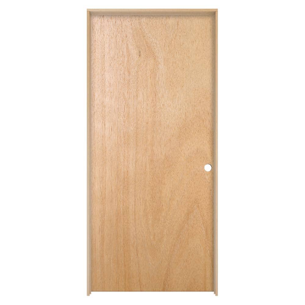 JELD-WEN 30 in. x 80 in. No Panel Unfinished Left-Hand Flush Hardwood ...
